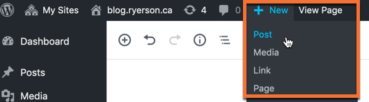 Create posts and pages | blog.torontomu.ca